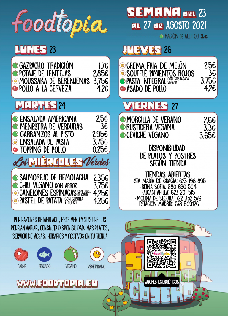 foodtopia menú 23 de AGOSTO DE 2021 - Foodtopia